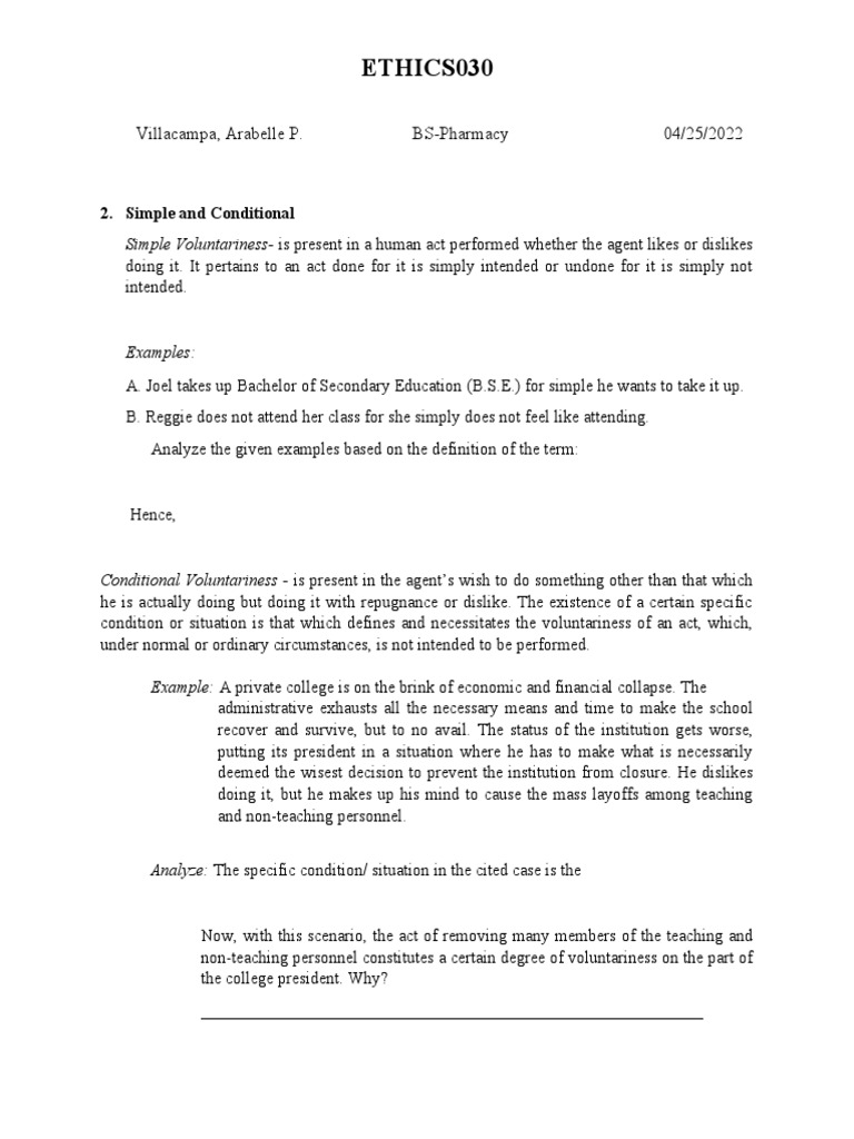 Activity 2 Degree of Voluntariness | PDF | Fear | Knowledge