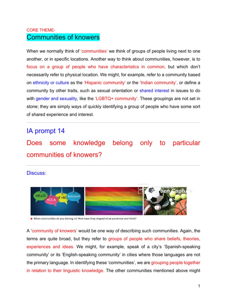 3.core Theme Communities of Knowers | PDF | Knowledge | Community