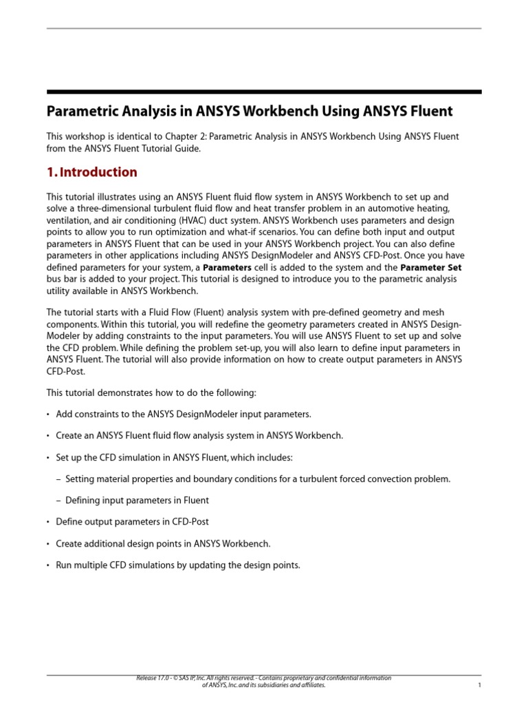 Fluent-Intro 17.0 WS05 Parametric Analysis in ANSYS Workbench Using ...