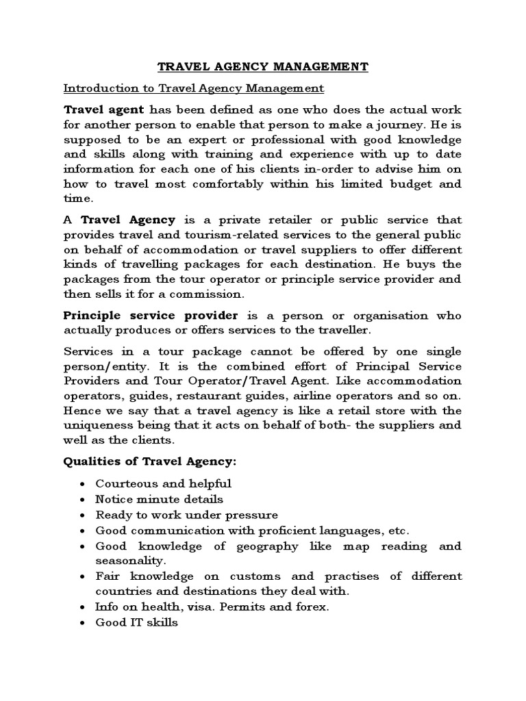 Travel Agency Management Overview | PDF | Travel Agency | Tourism