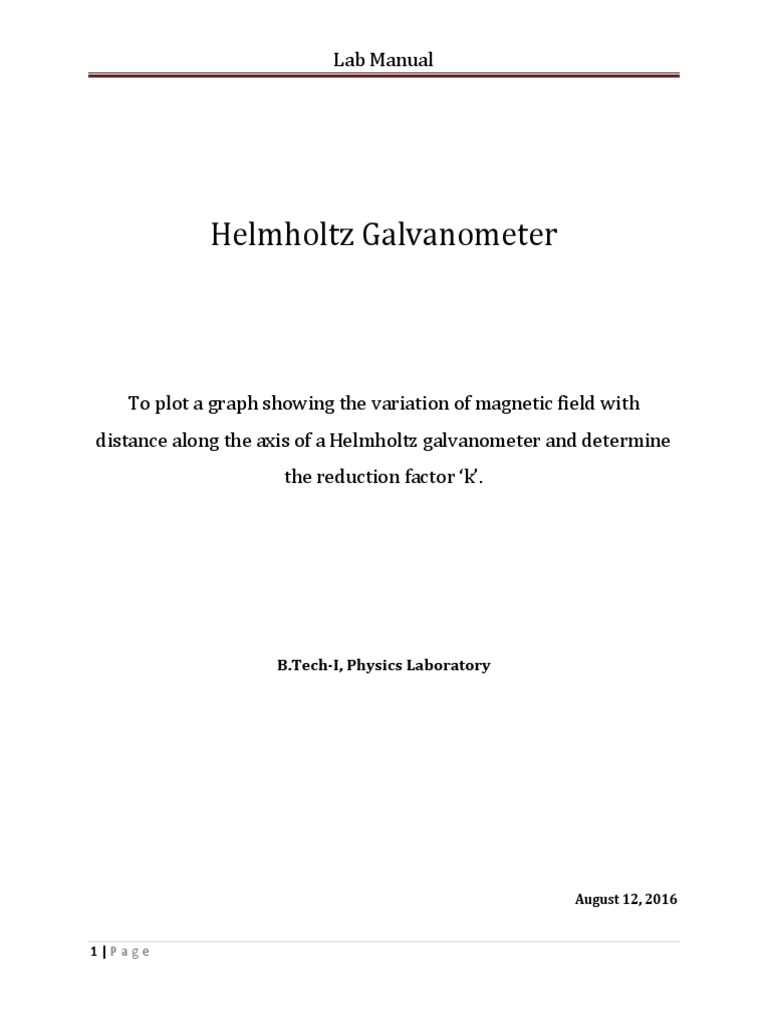 Helmholtz Galvanometer | PDF | Inductor | Physical Quantities