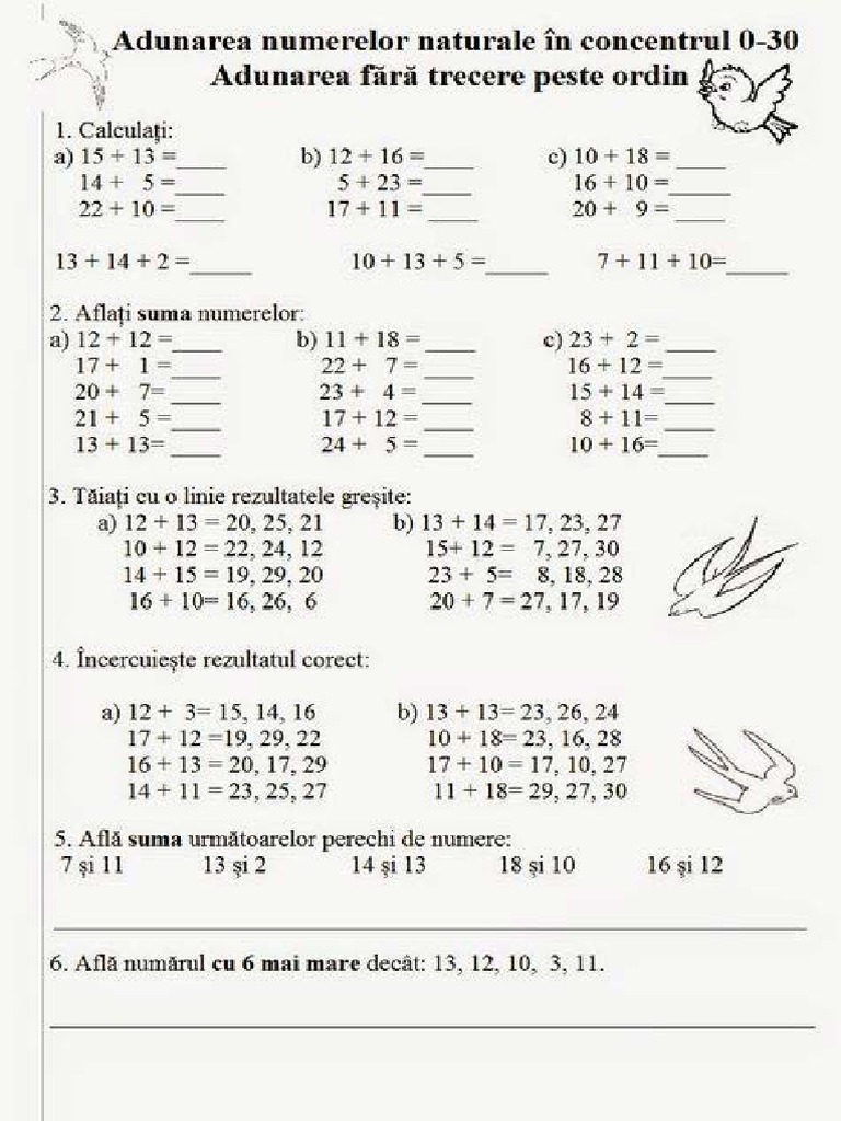 Fisa Matematica Clasa 1 | PDF