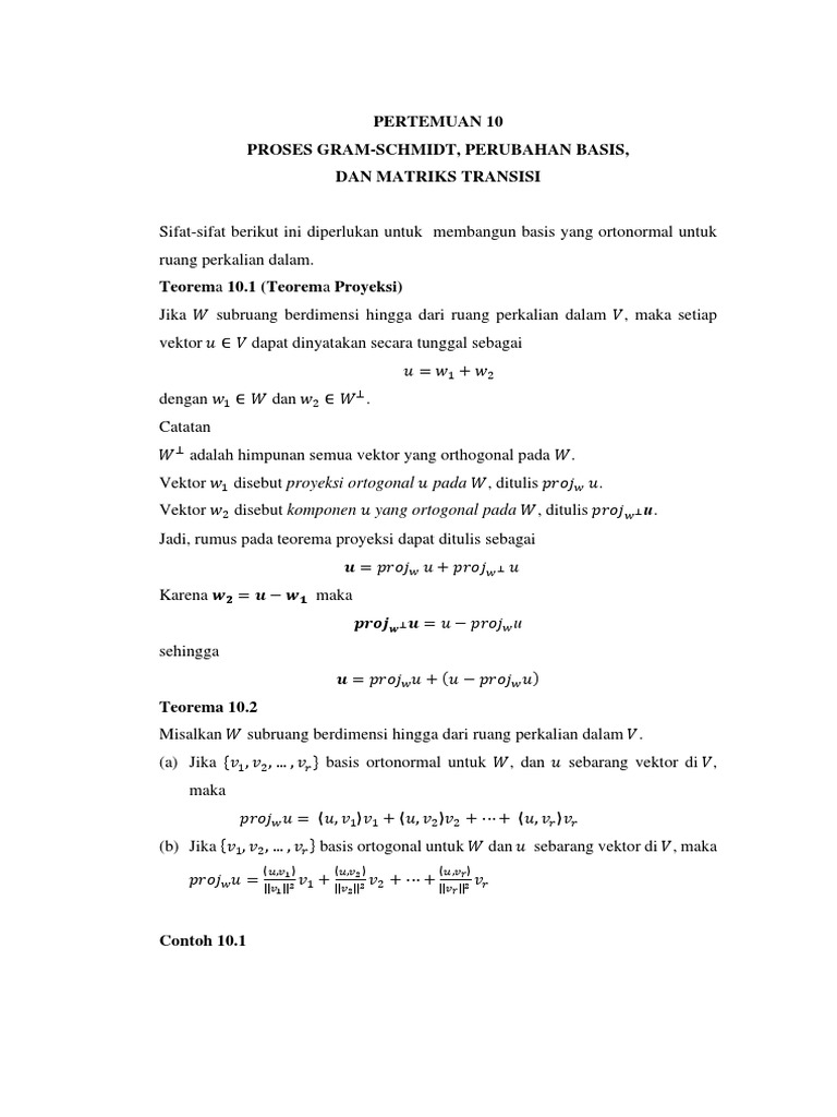 Proses Gram-Schmidt, Perubahan Basis, Dan Matriks Transisi | PDF
