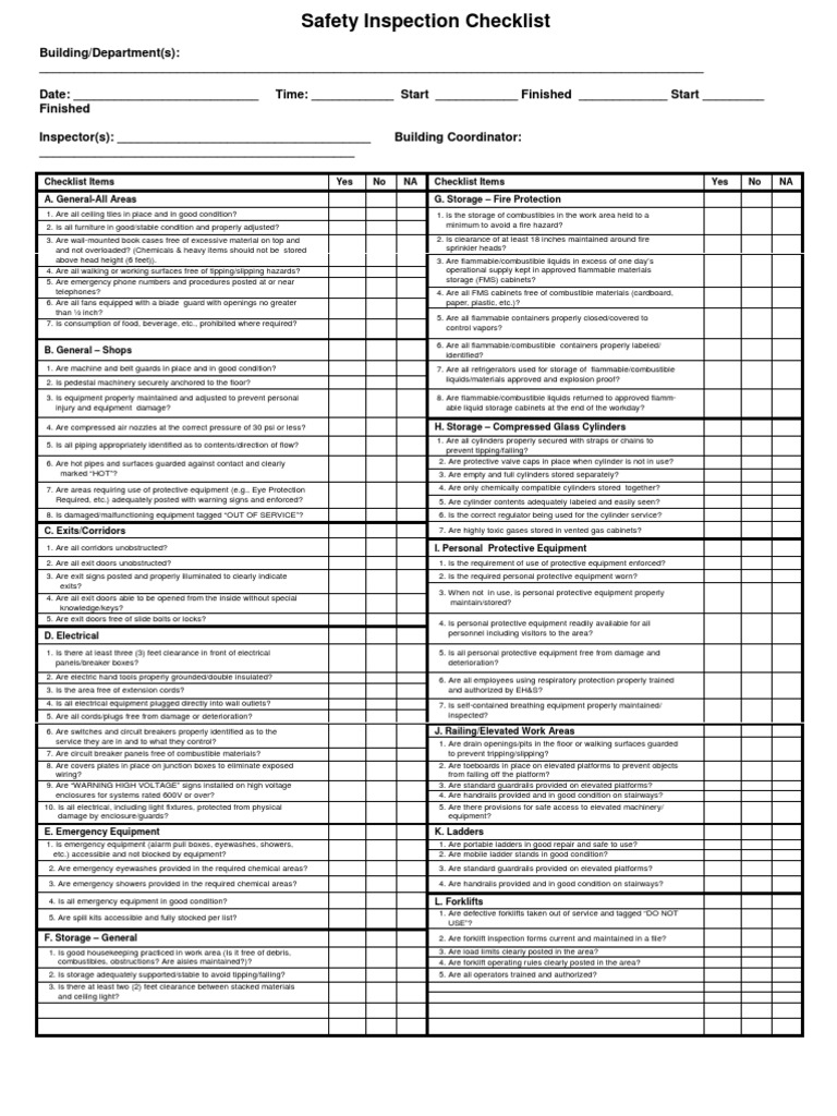 Safety Insp Checklist | Ac Power Plugs And Sockets | Personal ...