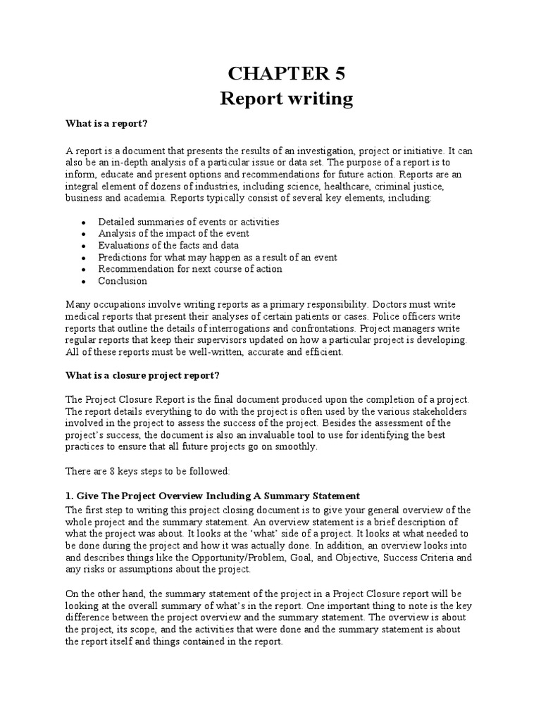 CHAPTER 5 Report Writing | PDF | Performance Indicator | Business