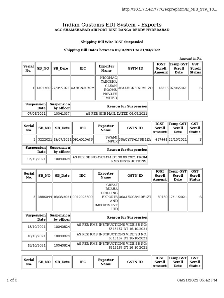 Indian Customs EDI System - Exports | PDF | Public Administration | Trade