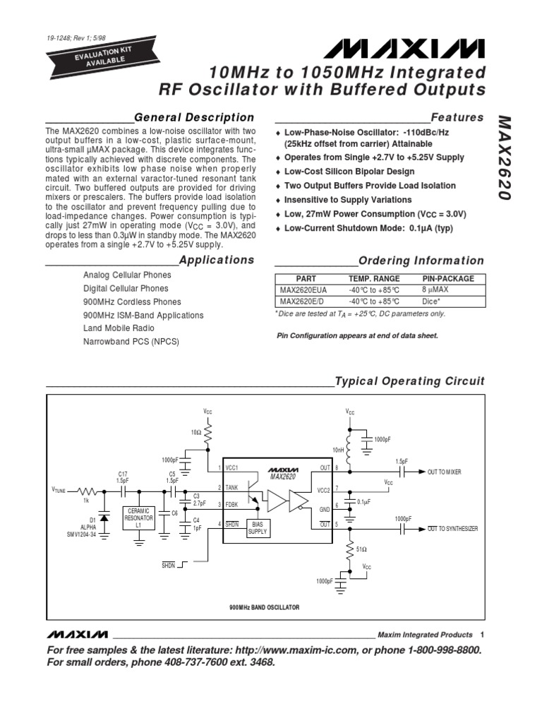 Max 2620 | PDF | Electronic Oscillator | Capacitor