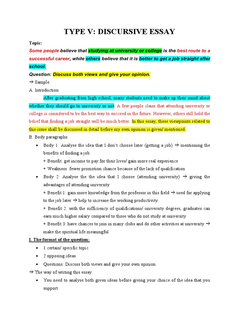 Discursive Essay | PDF | Essays | University