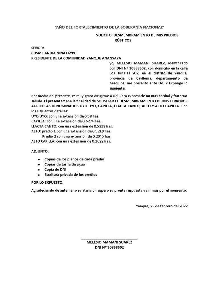 Desmembramiento de Terreno | PDF