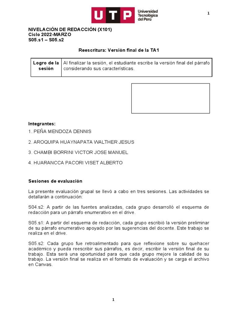 S05.s1 - Plantilla de La TA1 (Formato UTP) | PDF | Drogas | Neurociencia
