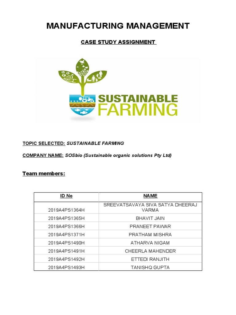 Manufacturing Management: Case Study Assignment | PDF | Soil | Swot ...