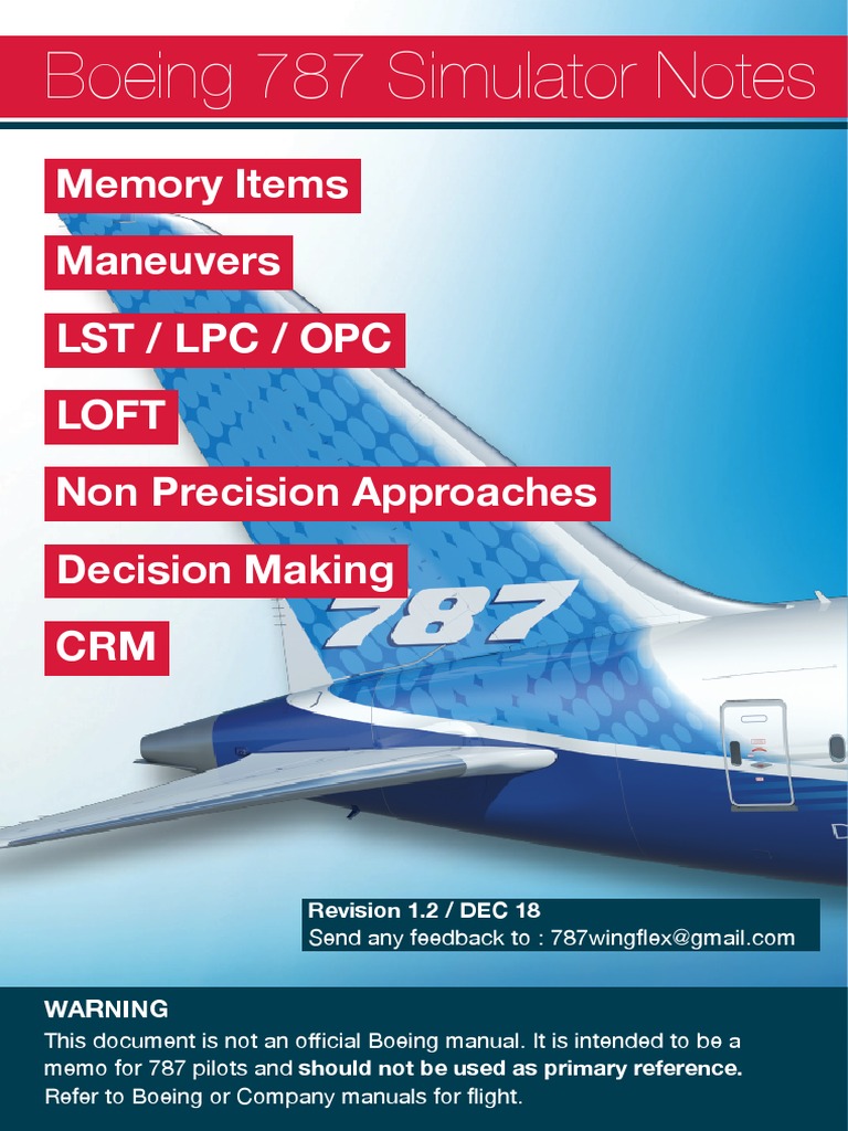 787 Simulator Memory Items Guide | PDF | Aerospace | Aviation Safety