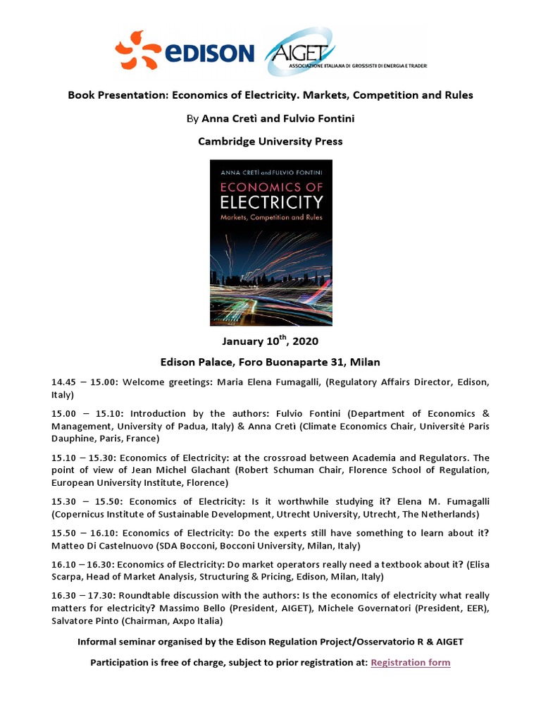 Economics of Electricity: Book Presentation | PDF