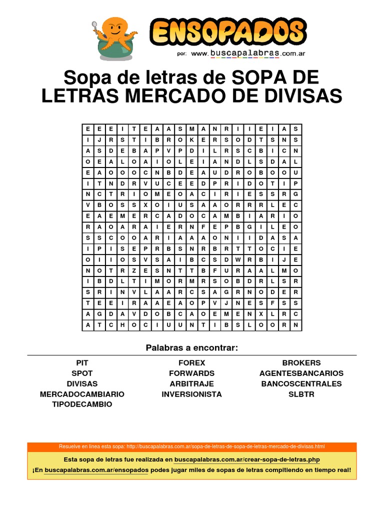 Sopa de Letras: Mercado de Divisas | PDF | Comercio | Relaciones ...