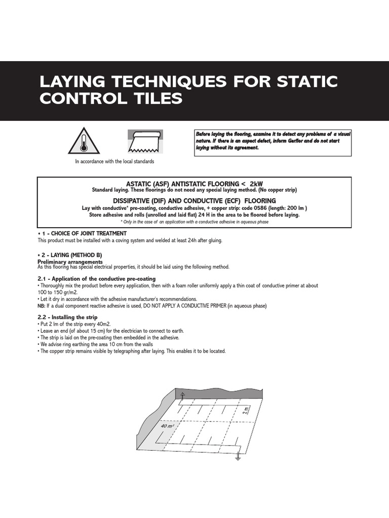 Techniques For Antistatic Floor Installation | PDF | Flooring | Adhesive