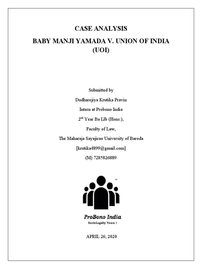 400 - Baby Manji Yamada Case Analysis - Krutika Dudharejiya | PDF ...