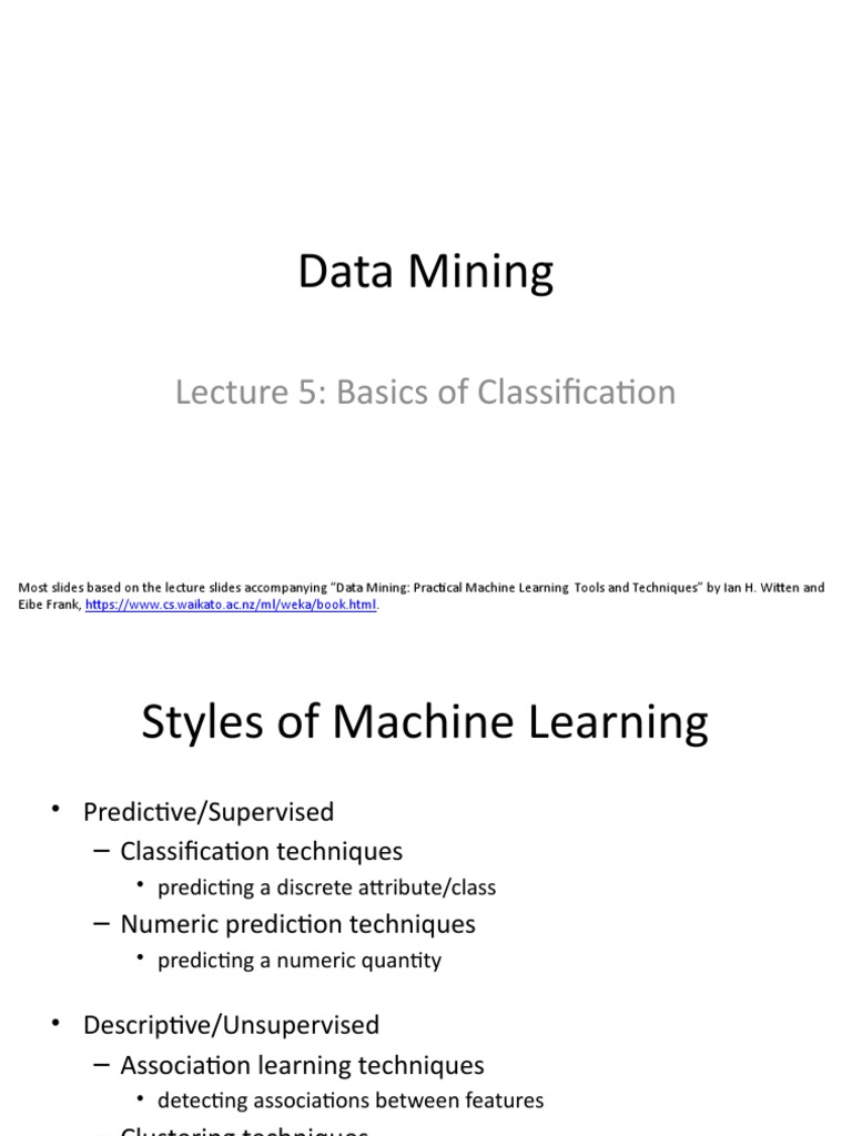 Data Mining CS4168 Lecture 5 Basics of Classification 1 | PDF ...