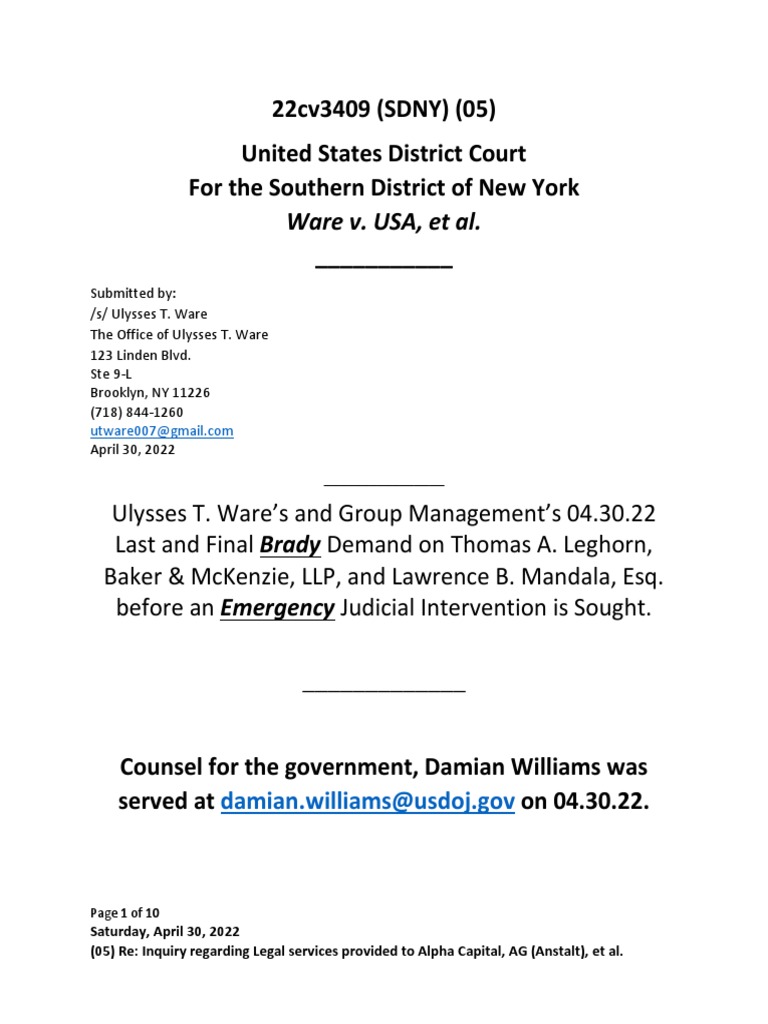22cv3409 (SDNY) (05) United States District Court For The Southern ...