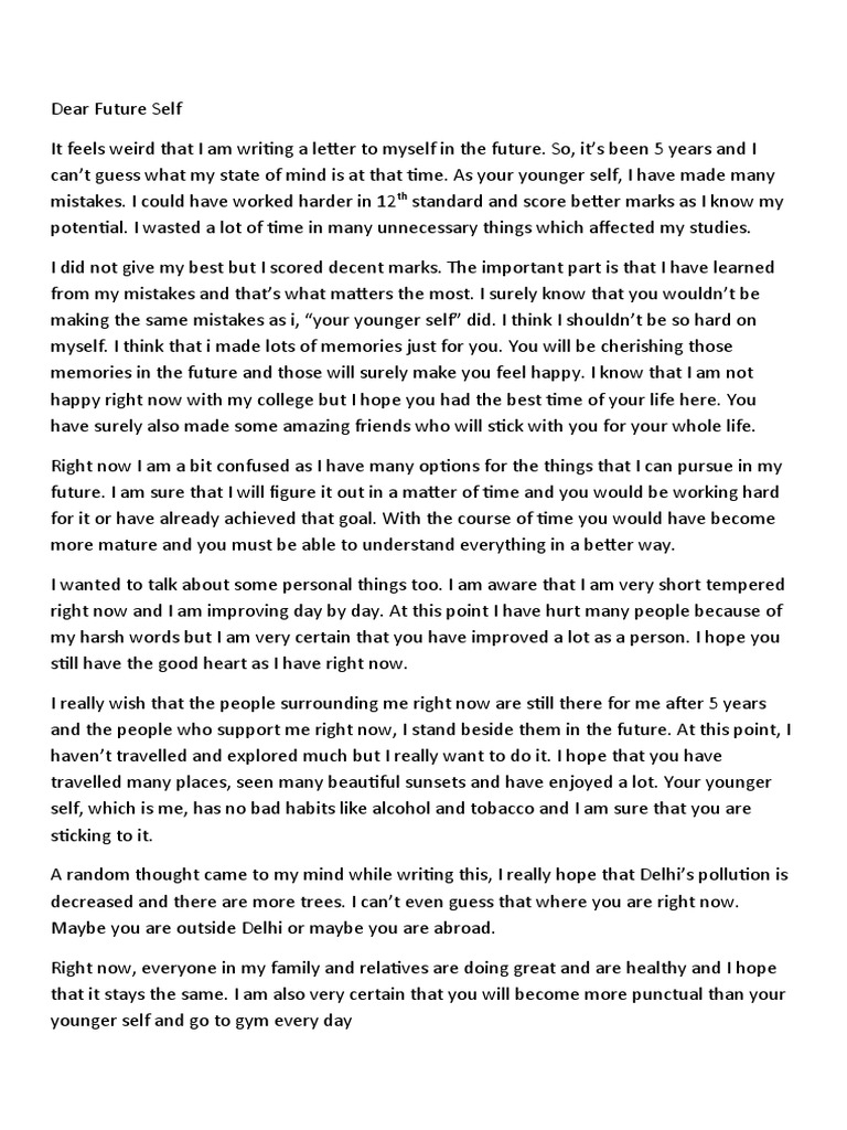 Dear Future Self | PDF | Lifestyle