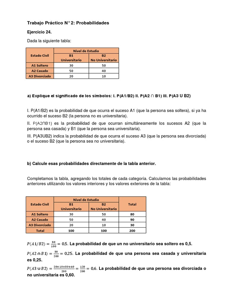 Ejercicio 24 - TP 2 | PDF | Probabilidad | Probabilidades y estadísticas