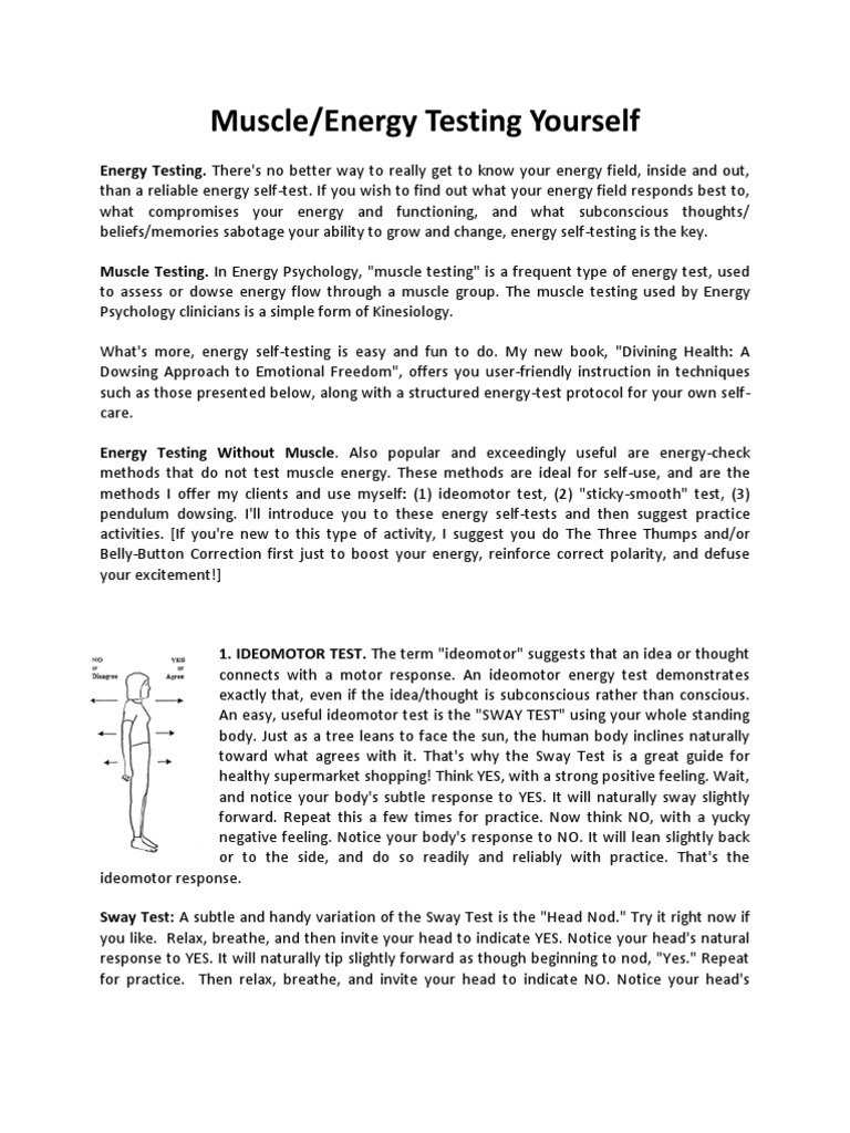 Muscle Energy Testing Yourself | PDF | Thought | Psychology