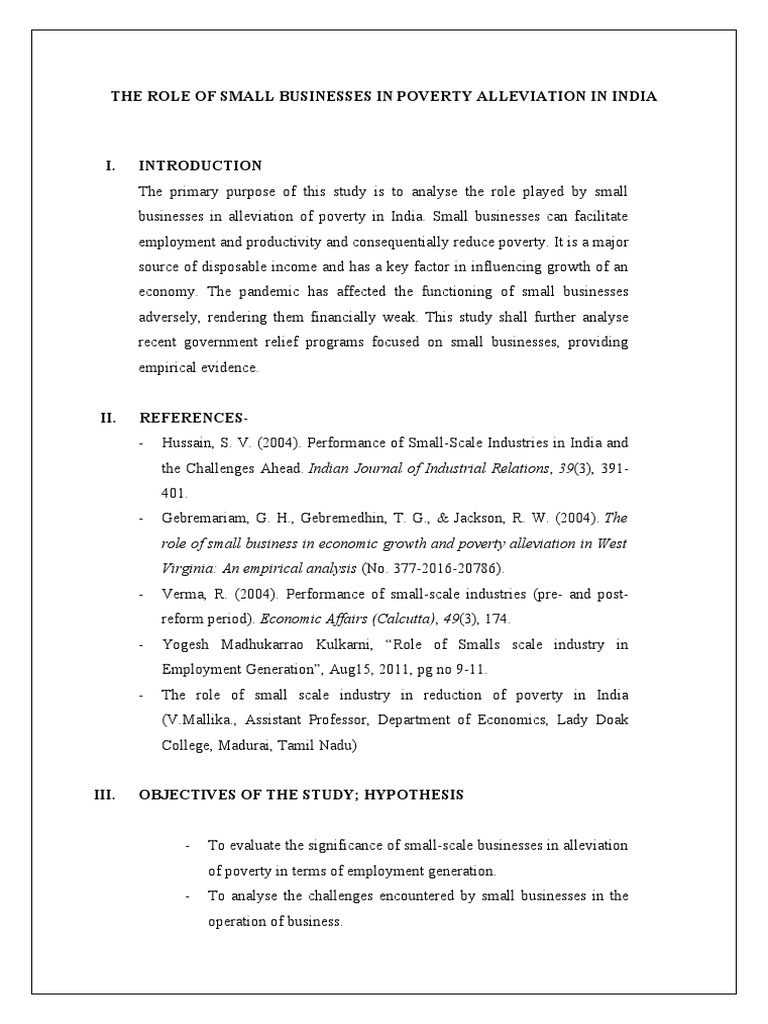 Assessing the Role of Small Businesses in Poverty Alleviation in India ...