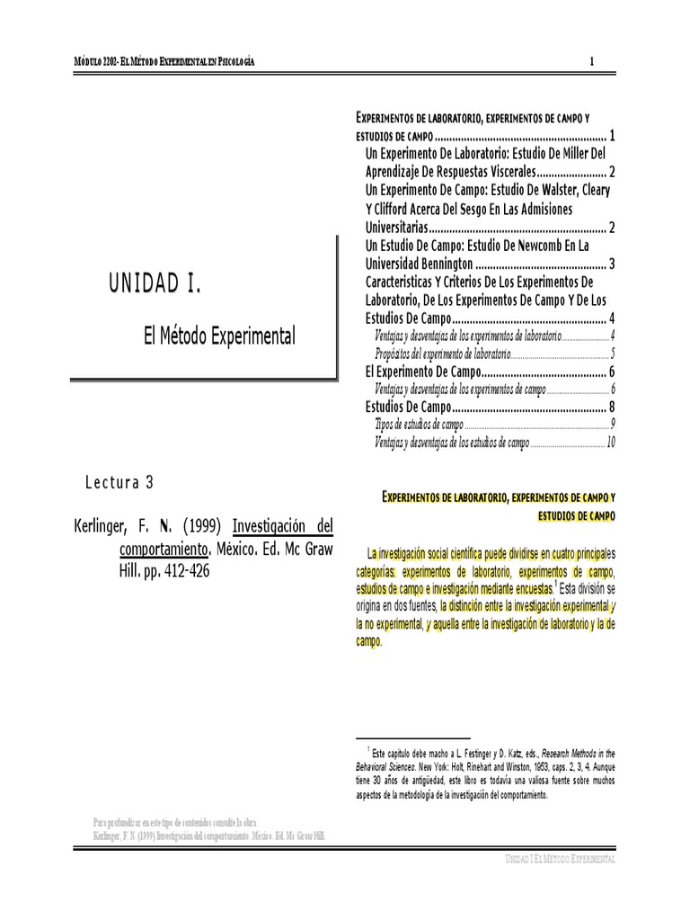 Unidad1 Art3 Kerlinger | PDF | Laboratorios | Aleatoriedad