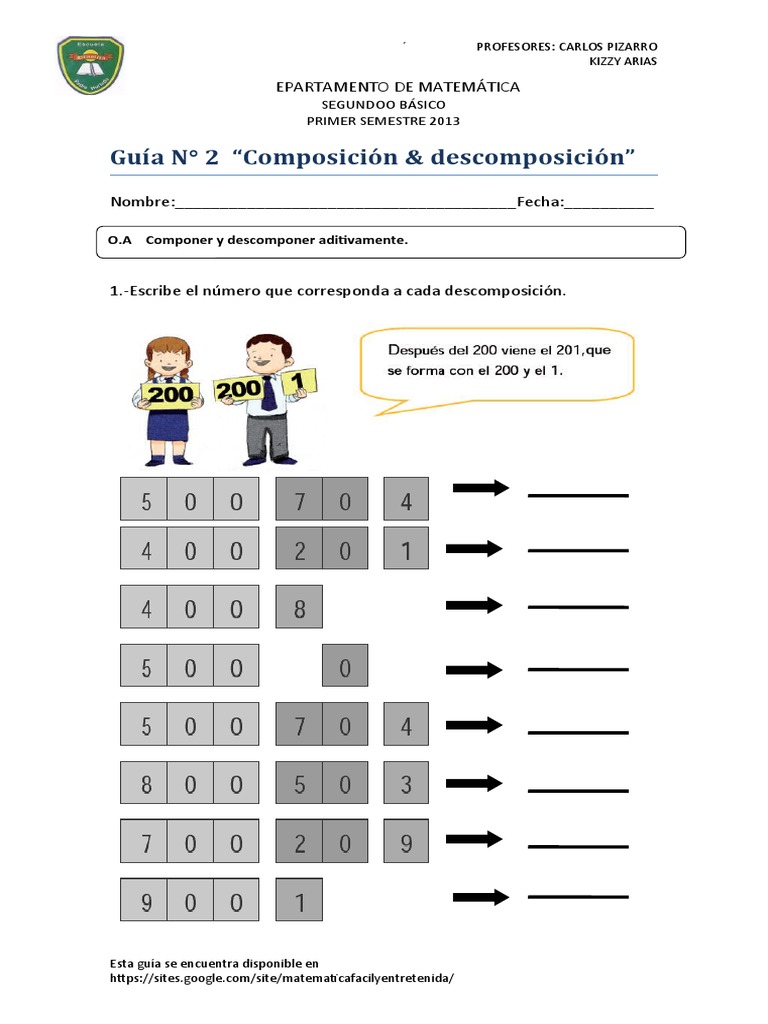 Segundo Guía #2 Composición y Descomposición Aditiva | PDF