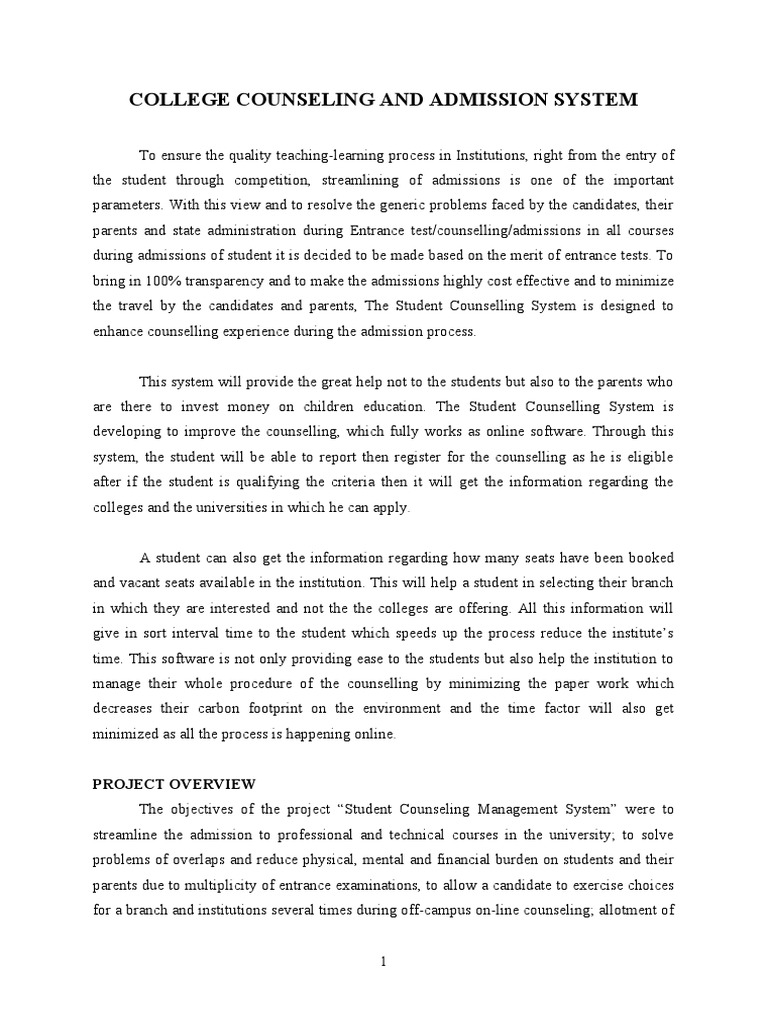 College Counseling and Admission System | PDF | University And College ...