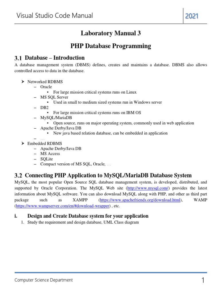 CoSc4181 Lab 3 PHP Database | PDF | My Sql | Databases