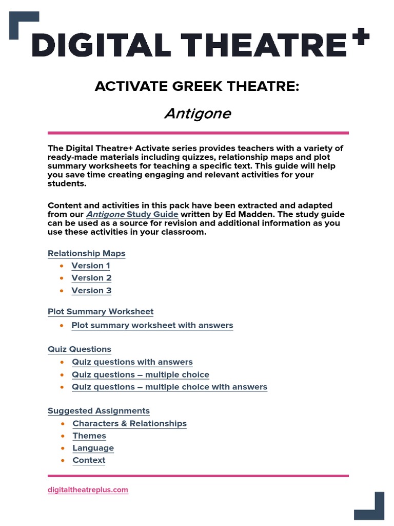 Activate Greek Theatre - Antigone - English | PDF | Oedipus | Theban ...