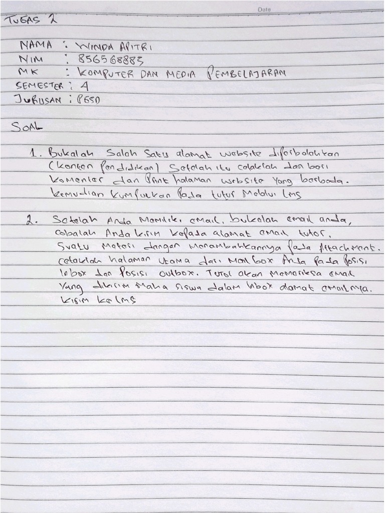 Tugass 2 Pembelajaran Komputer Dan Media Pembelajaran | PDF