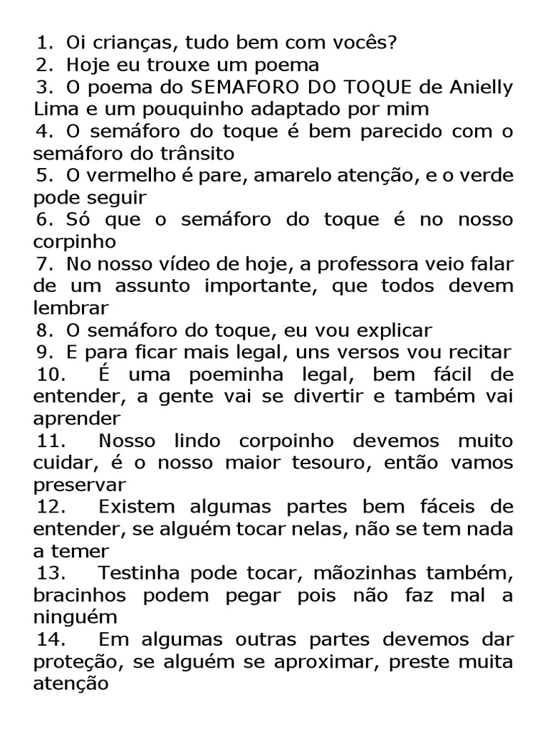 Poema Semáforo Do Toque | PDF
