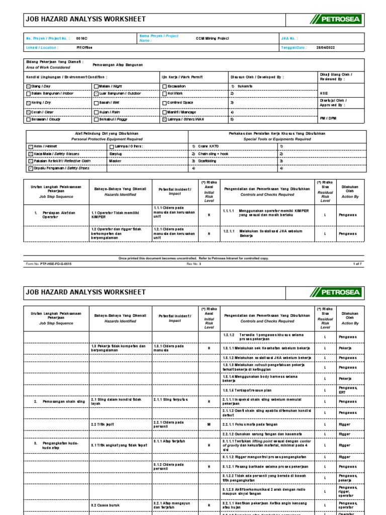 JHA Pemasangan Atap | PDF