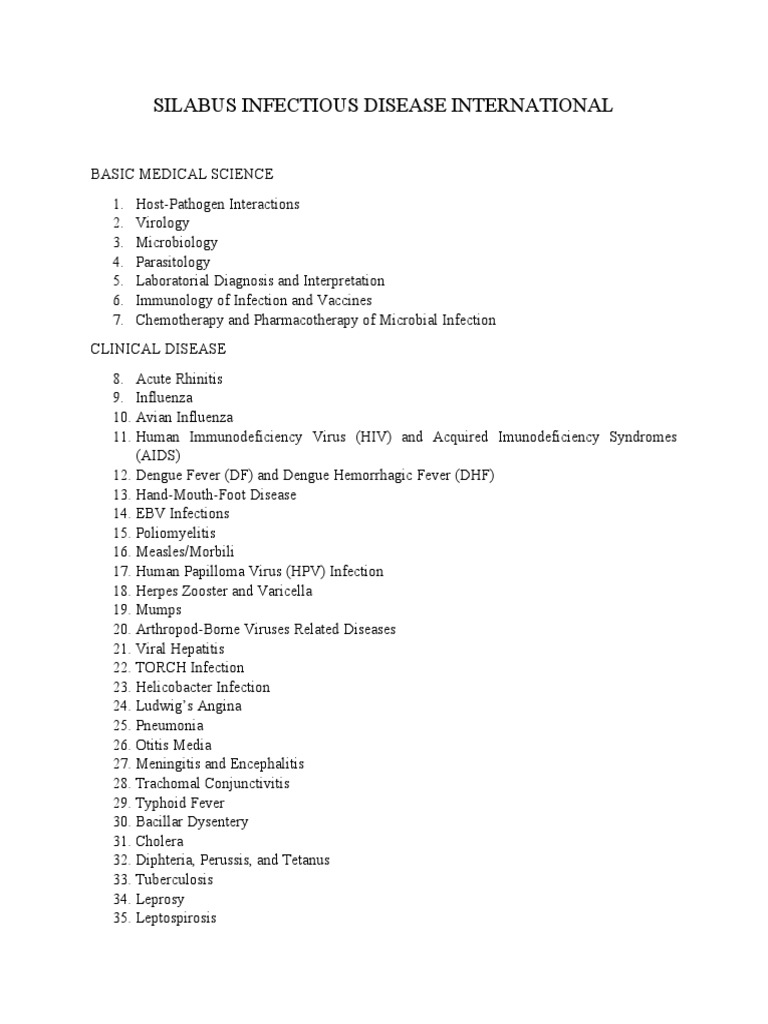 Silabus Infectious Disease International | PDF