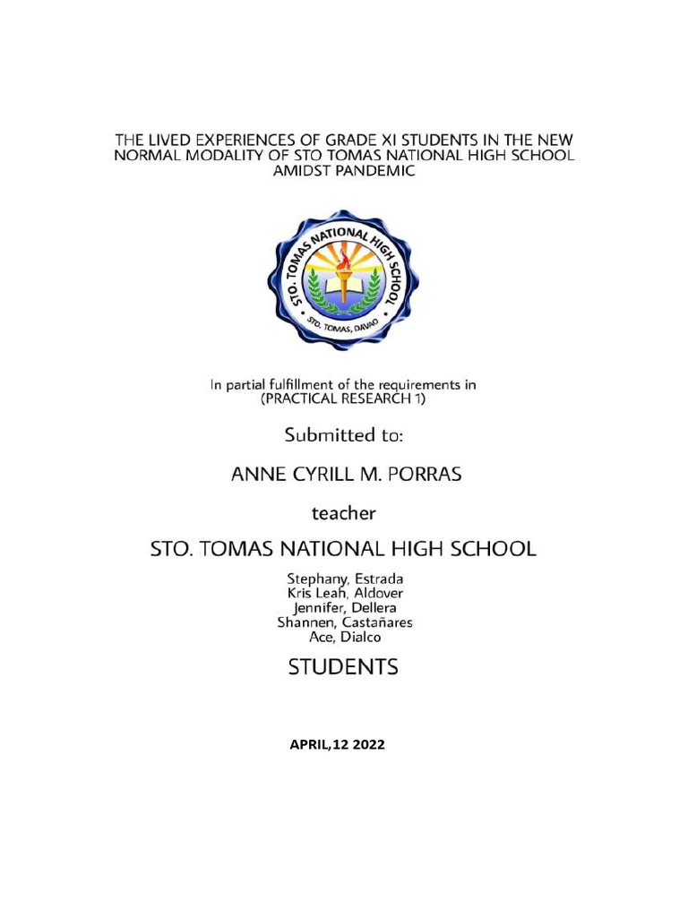 The Lived Experiences of Grade Xi Students in The New Normal Modality ...