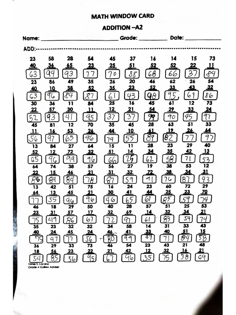 Math Window Card | PDF