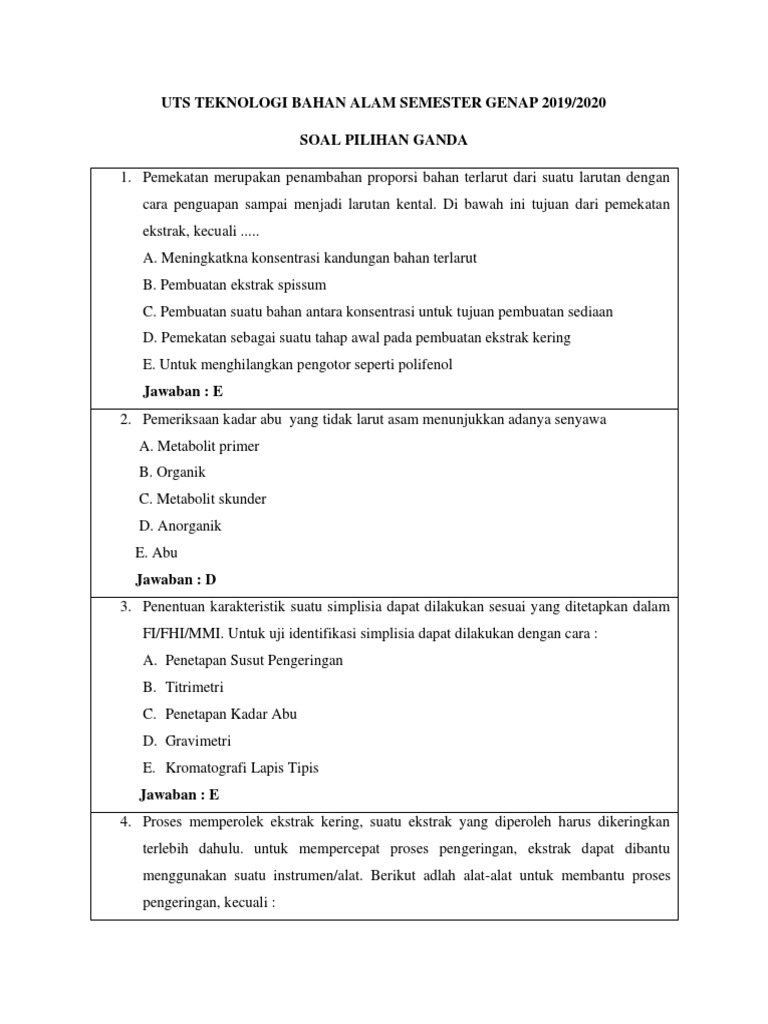 Uts Tba April 2020 | PDF