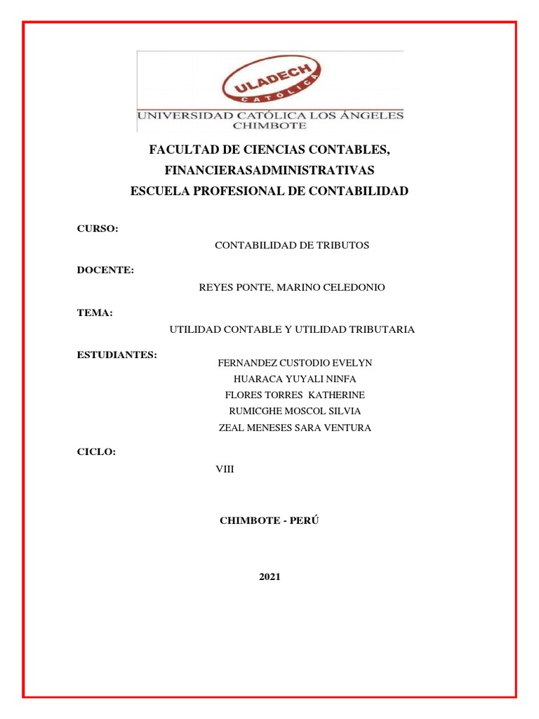 Utilidad Contable y Utilidad Tributaria | PDF | Contabilidad | Impuesto ...