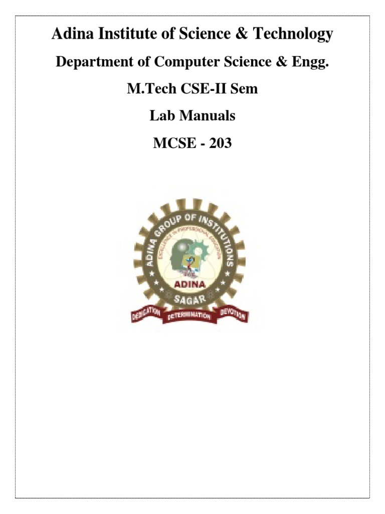 Adina Institute of Science & Technology: Department of Computer Science & Engg. M.Tech CSE-II ...