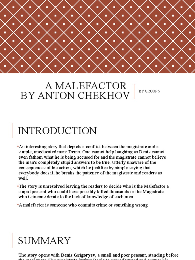 Chekhov's "A Malefactor": Summary & Analysis | PDF | Anton Chekhov ...
