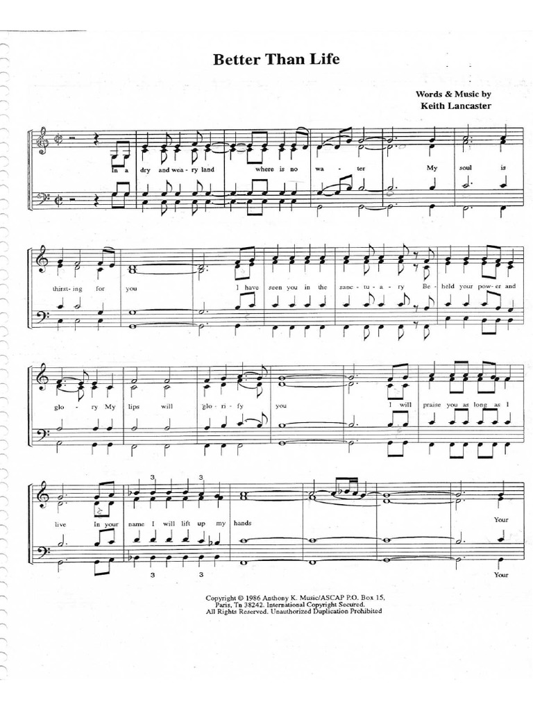 Better Than Life - Acappella | PDF