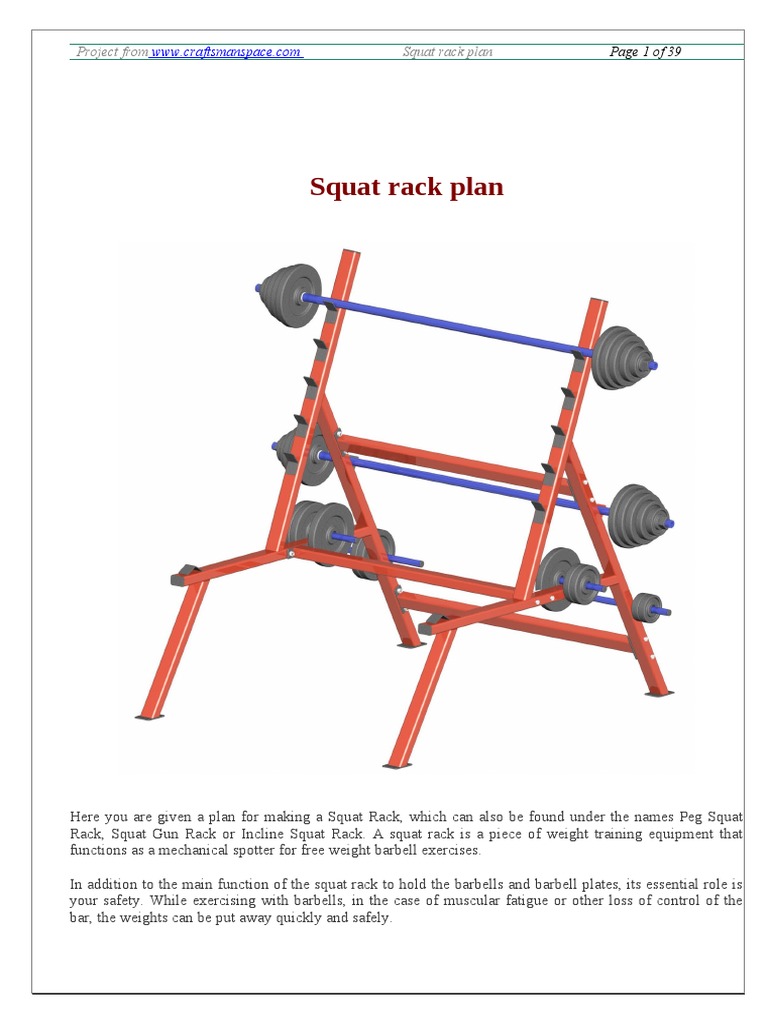 Squat Rack Plan | PDF | Weight Training | Physical Exercise