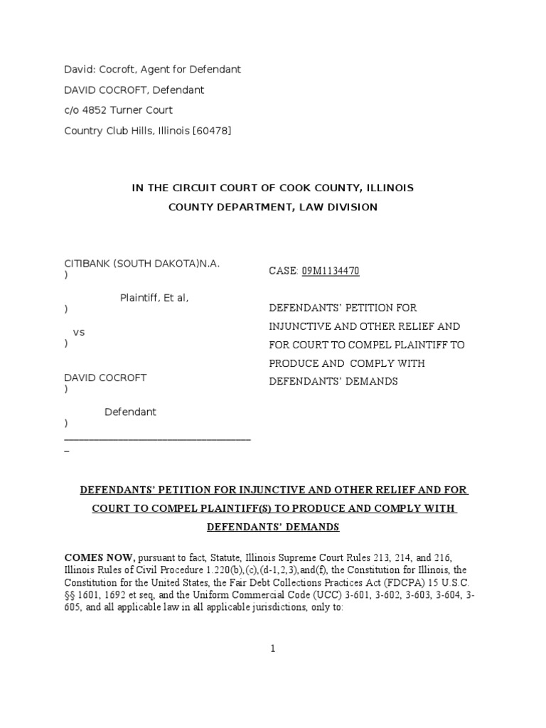 Petition For Injunctive Relief & Motion To Compel - Citi BK | PDF ...