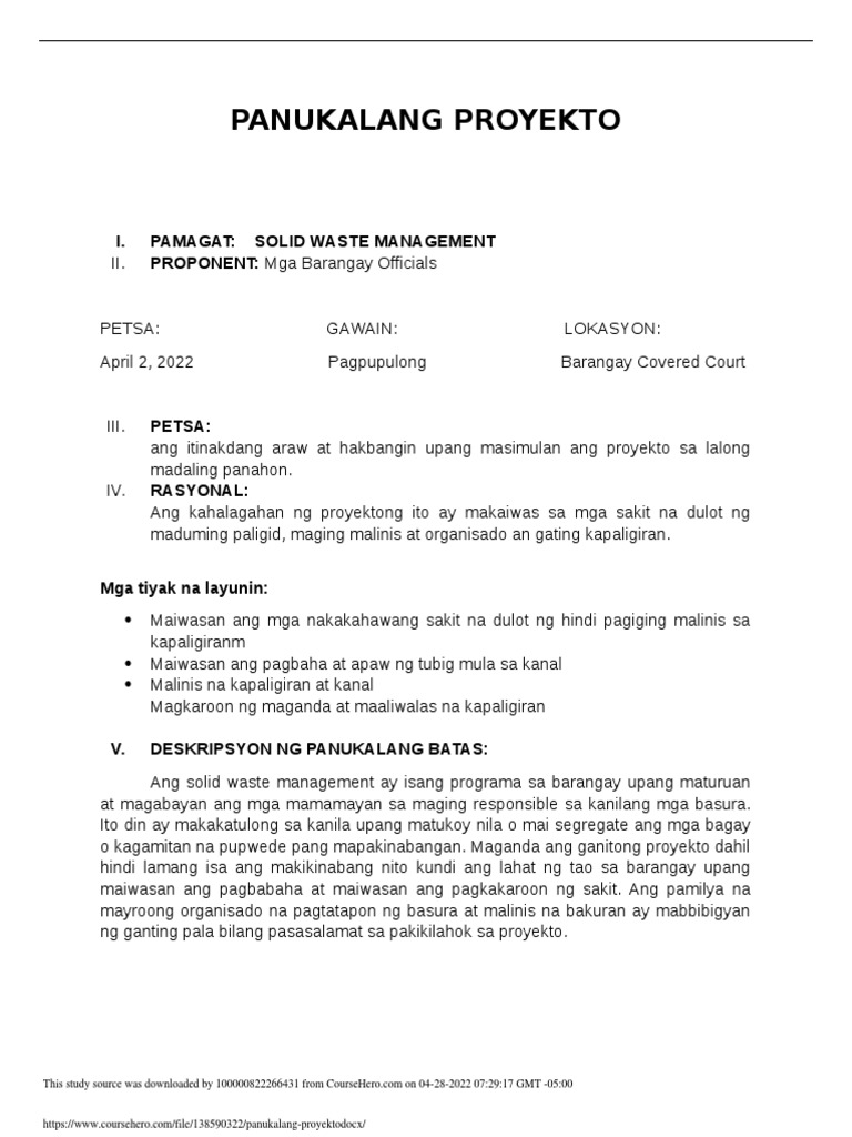 Panukalang Proyekto | PDF