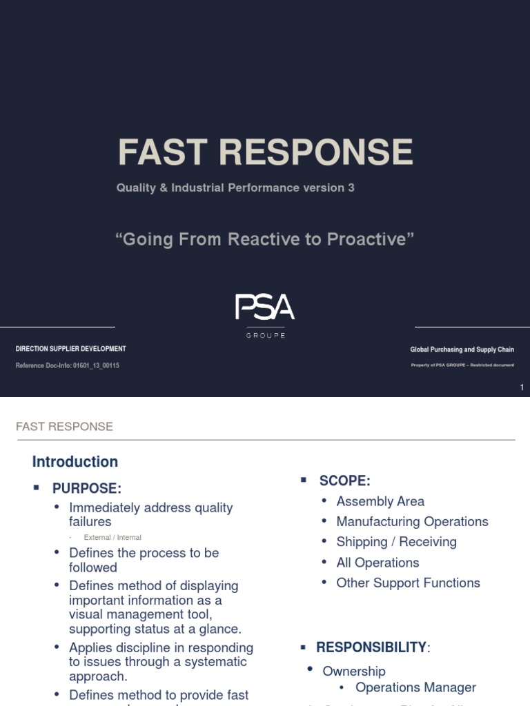 02 - Fast Response - QIP V3 | PDF | Supply Chain | Audit