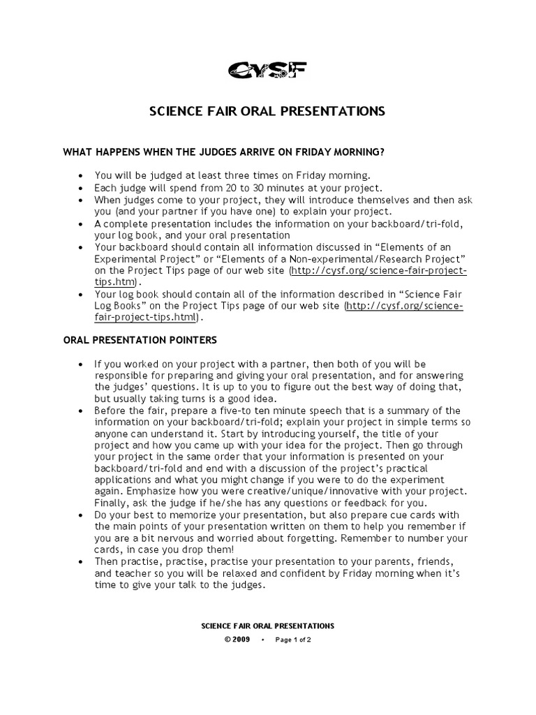 Informative Speech Science Fair | PDF | Communication ...