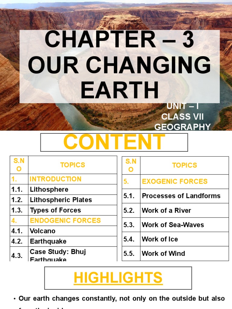 CH 3 - Our Changing Earth Class 7 - 2021 | PDF | Earthquakes | Glacier