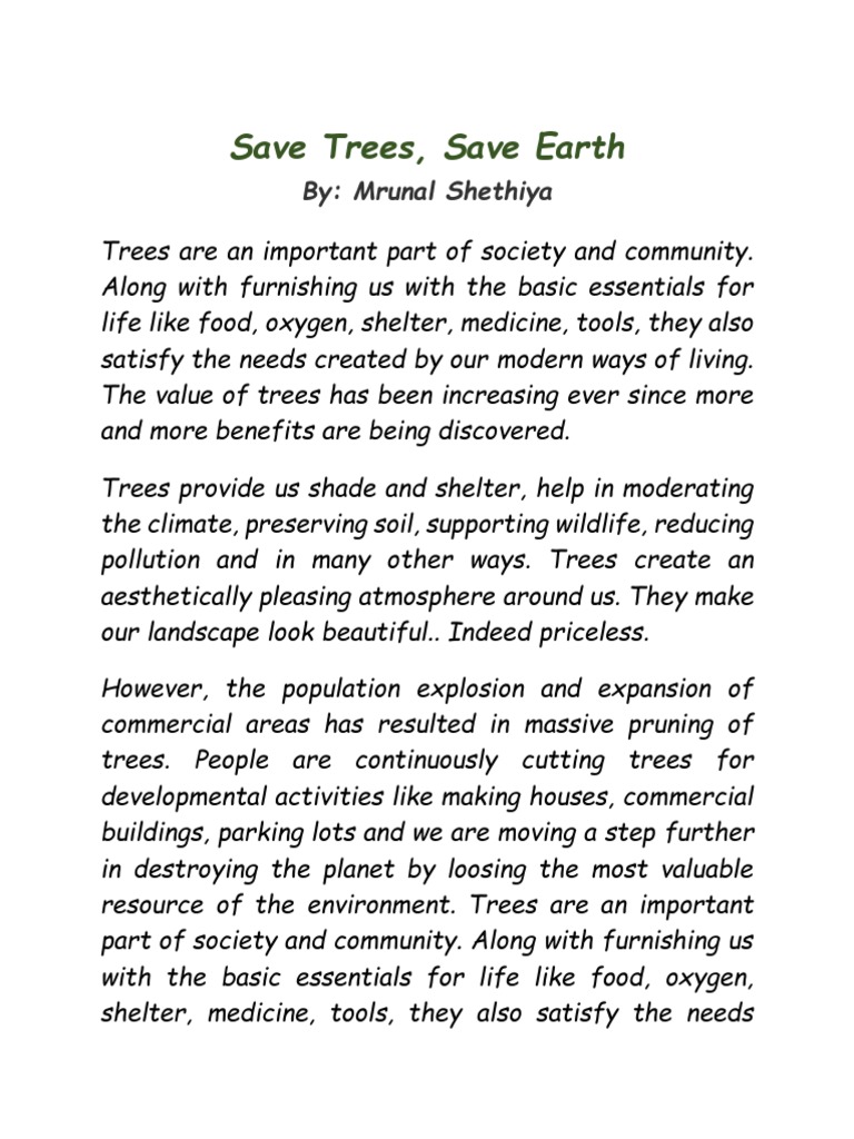 Save Trees ??? Save Earth??? | PDF | Earth | Trees