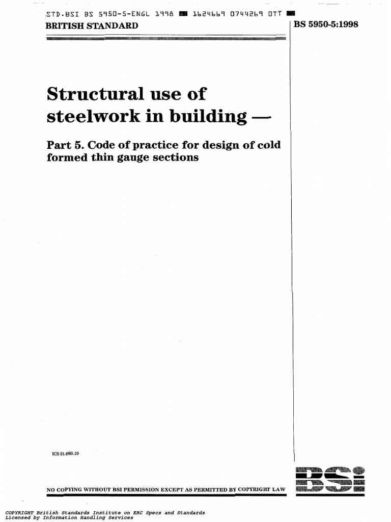 BS 5950 Part 5 | PDF | Bending | Buckling